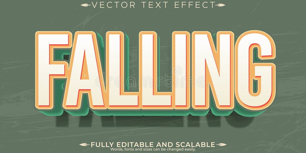 Falling Text Effect, Editable Vintage and Retro Text Style Stock Vector ...