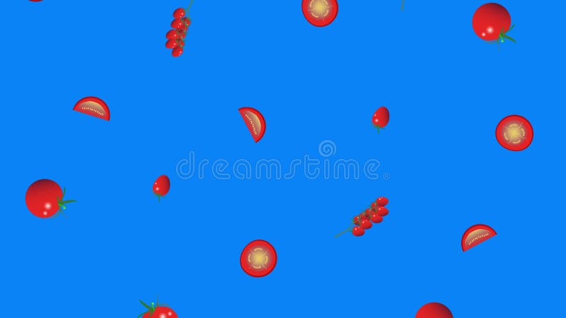 Falling Tomatoes Group Graphic Elements Animation, Seamless Loop, Blue ...