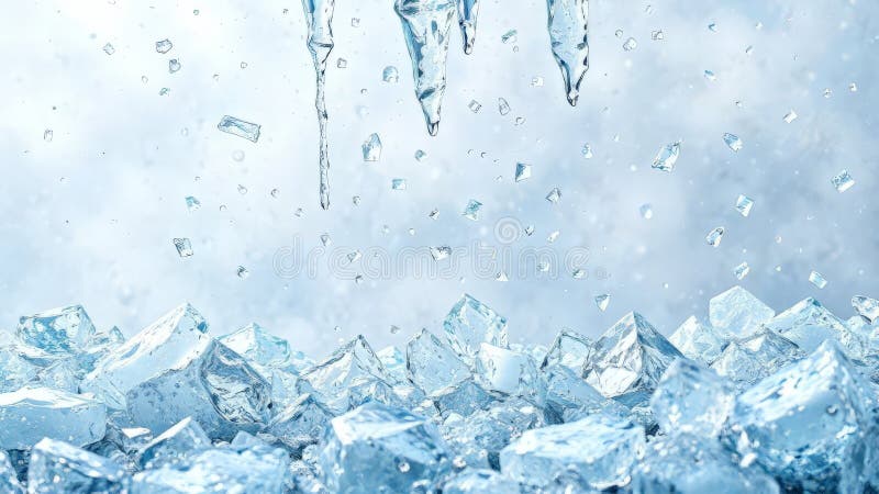 Falling Transparent Fresh Ice Cubes Stock Illustration - Illustration ...