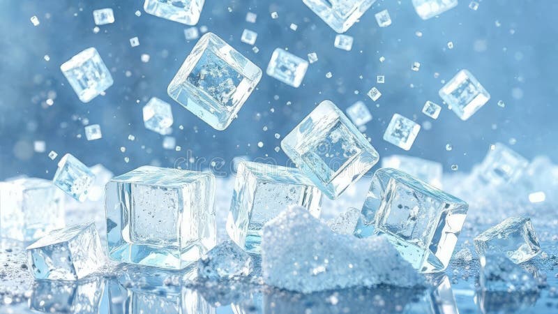 Falling Transparent Fresh Ice Cubes Stock Illustration - Illustration ...