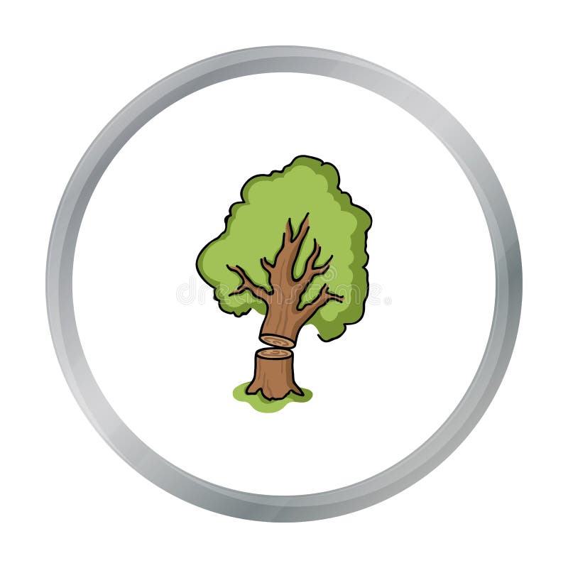 Falling Tree Icon in Cartoon Style Isolated on White Background ...