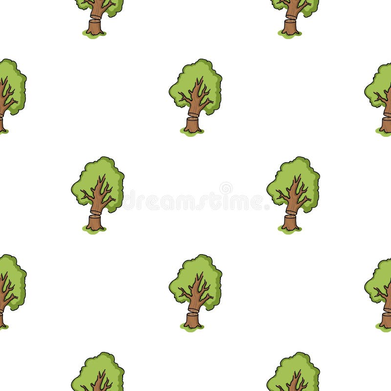Falling Tree Icon in Cartoon Style Isolated on White Background ...