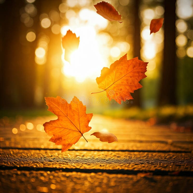 Falling Tree Leaves in the Wind during Autumn Stock Illustration ...