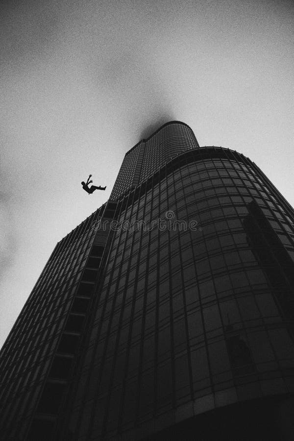 Falling stock image. Image of tower, chicago, city, blackandwhite ...