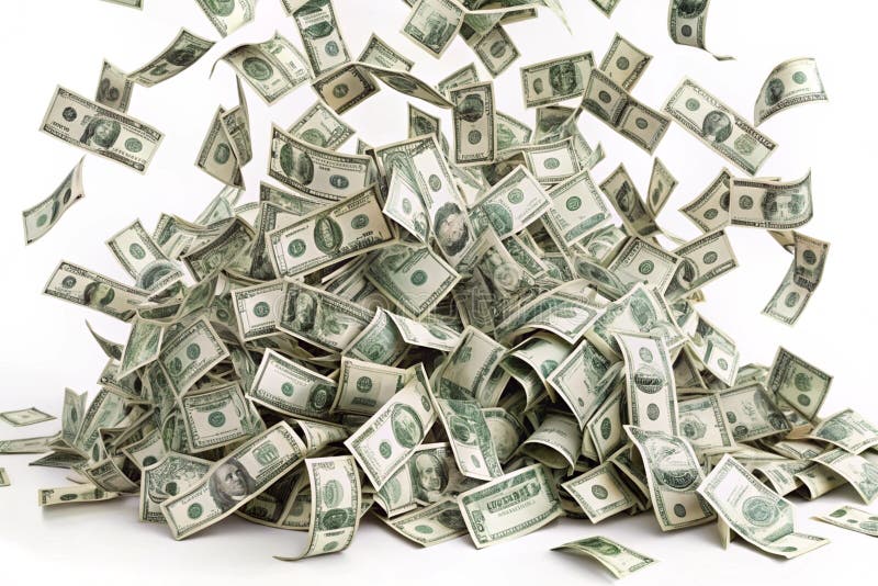 Falling US Dollars Isolated on White Stock Illustration - Illustration ...