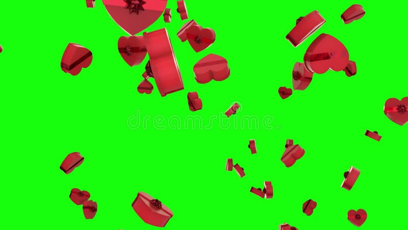 Falling Valentine Gift Boxes on Green Screen Stock Video - Video of ...