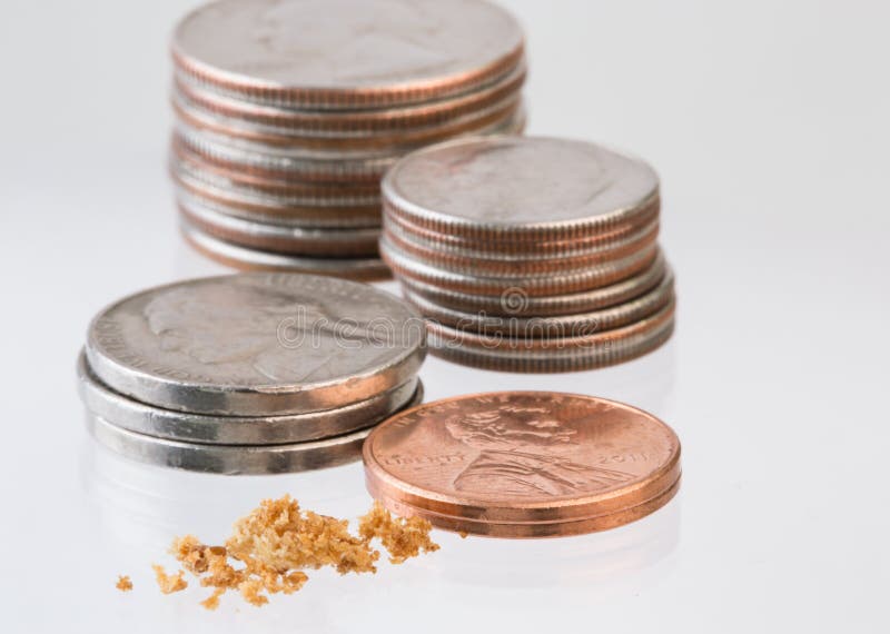 Falling Value from Quarters To Crumbs Stock Image - Image of bank ...