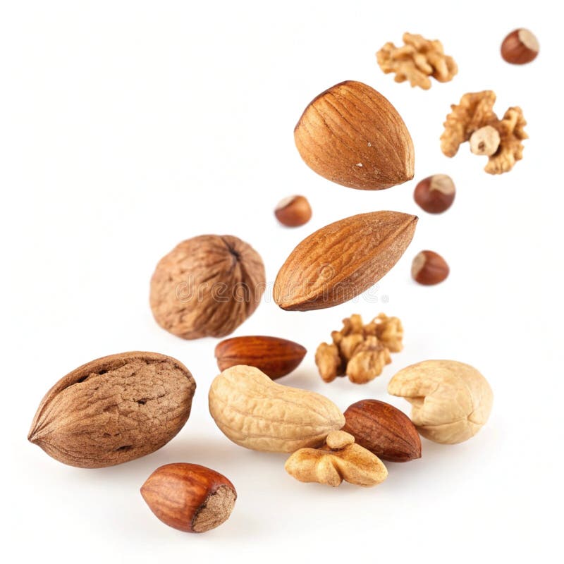 Falling Various Nuts Set stock illustration. Illustration of isolated ...