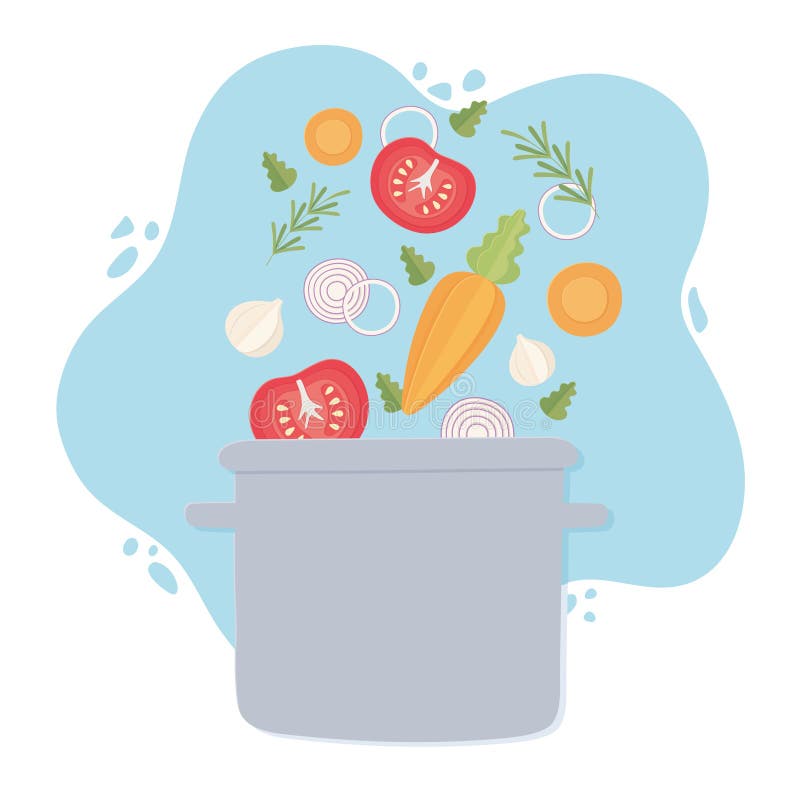 Falling vegetable in pot stock vector. Illustration of dinner - 220297048