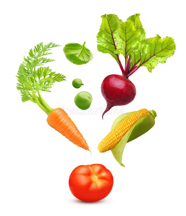 Vibrant Falling Vegetables Isolated On White Background Stock Photo ...