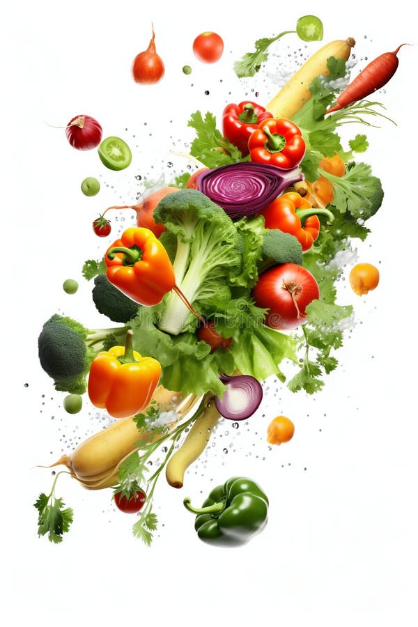 Falling Vegetables Isolated on White Background. Generative Ai Stock ...
