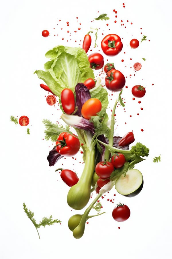 Falling Vegetables Isolated on White Background. Generative Ai Stock ...
