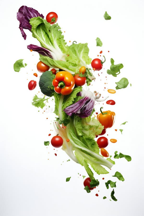 Falling Vegetables Isolated on White Background. Generative Ai Stock ...