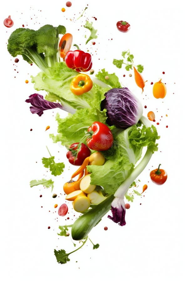 Falling Vegetables Isolated on White Background. Generative Ai Stock ...