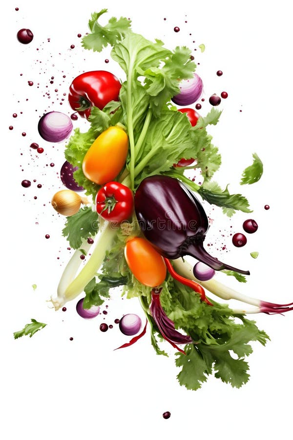 Falling Vegetables Isolated on White Background. Generative Ai Stock ...