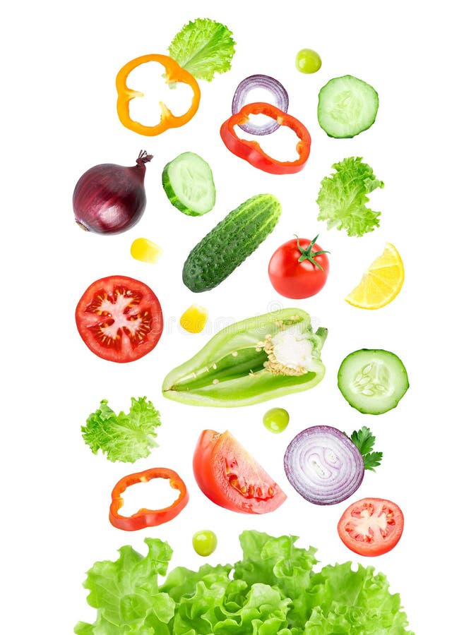 Mixed falling vegetables stock image. Image of slice - 54557453
