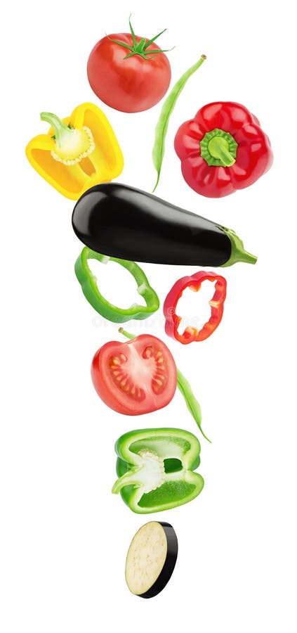 Falling Vegetables for Salad on White Stock Photo - Image of fall, diet ...