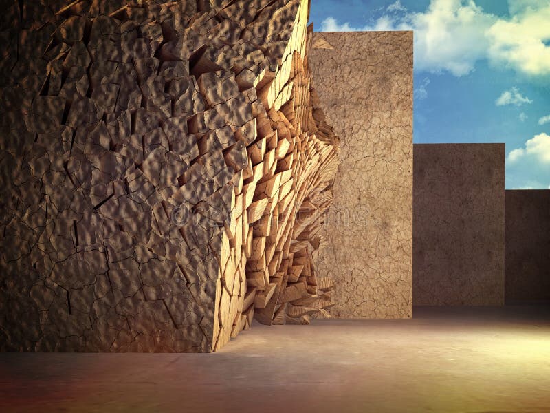 Falling wall stock illustration. Illustration of concept - 56474889