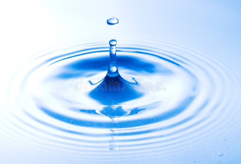 Falling Water Drop Close Up in Blue. Stock Image - Image of purity ...