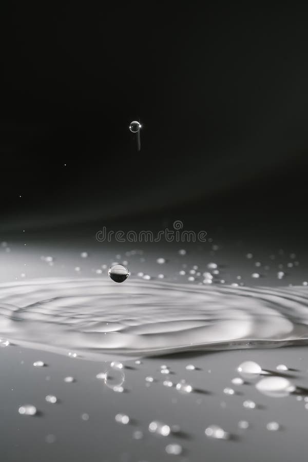 Falling Water Drops on a Shadow Background. Stock Image - Image of ...