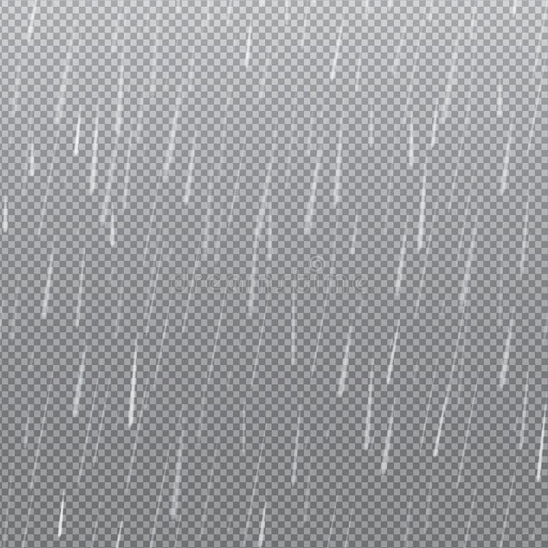 Falling Water Drops Texture. Vector Rain Isolated on Transparent ...