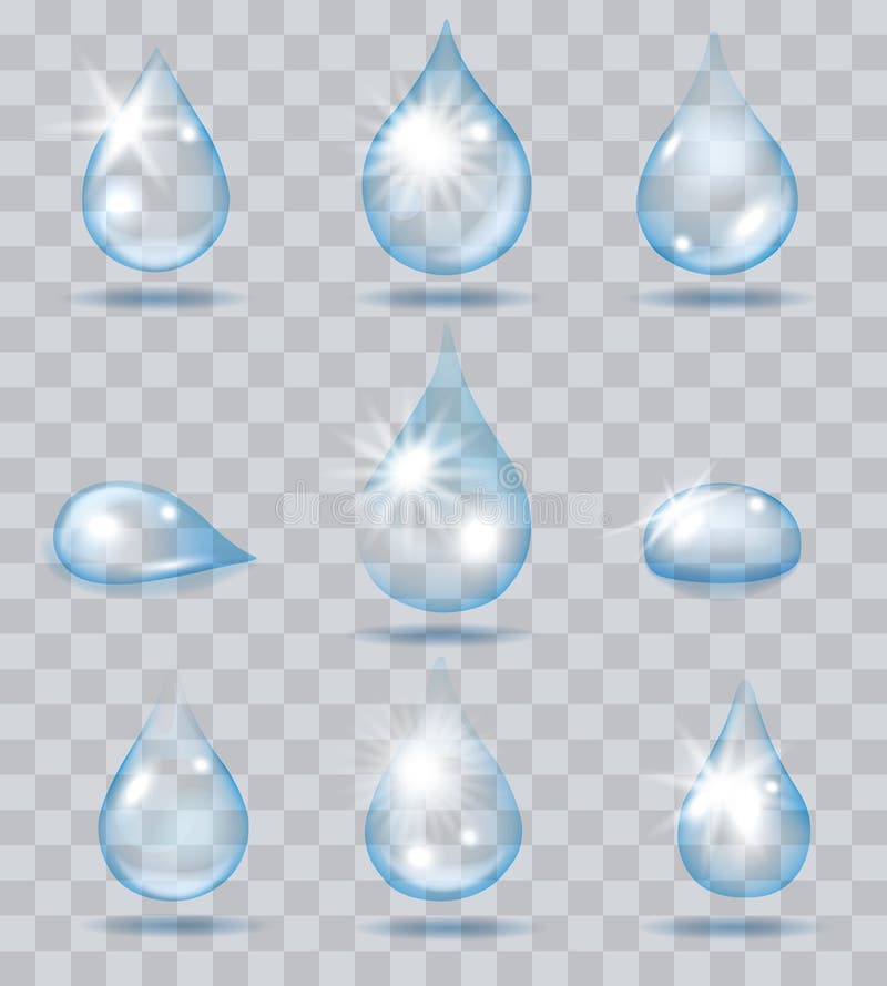 Falling Water Drops on Transparent Background Stock Vector ...