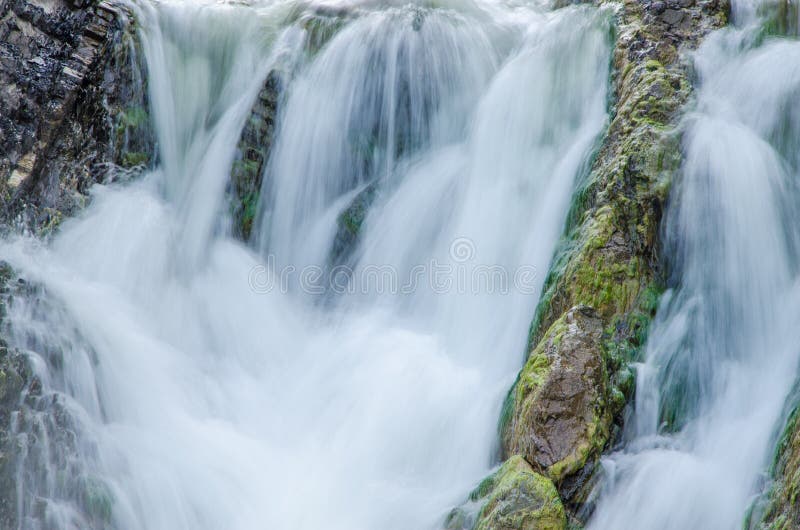Falling Water in the Morning Mist. Stock Photo - Image of mist ...