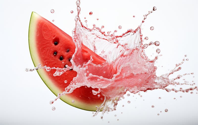 Falling Watermelon Fruit in Milk Splash Stock Illustration ...