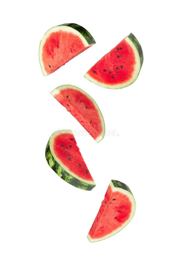 Falling Watermelon Slices Isolated on White Background with Clipping ...