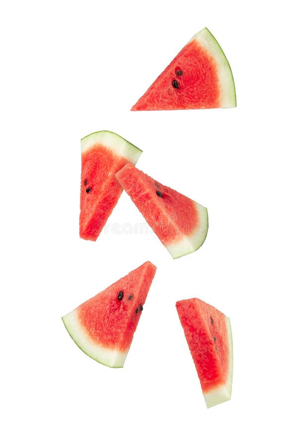 Falling Watermelon Slices Isolated on White Background with Clipping ...