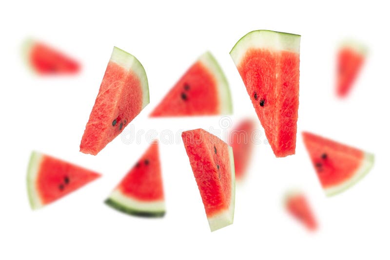 Falling Watermelon Slices Isolated on White Background with Clipping ...