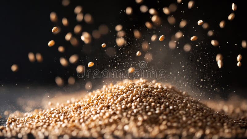 Falling Wheat Grains on Dark Background Stock Illustration ...