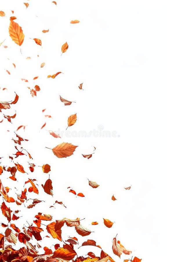 Falling, Whirling, Autumn Leaves in Motion Isolated on White Background ...