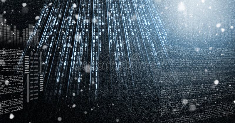 Falling White Light Trails Over Computer Code, Program Coding and Technology Concept Stock ...