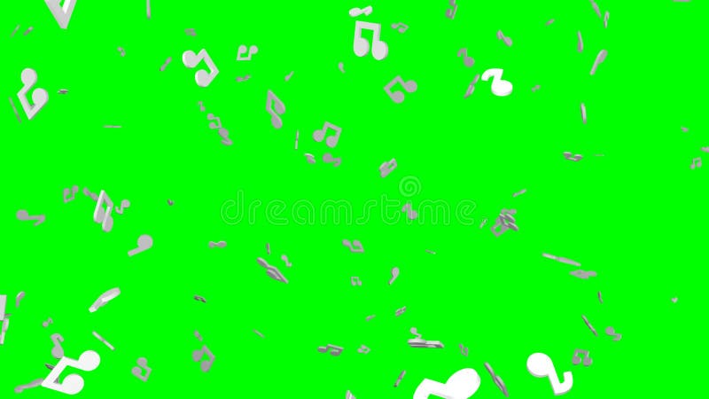Falling White Musical Notes on Green Chroma Key Background. Stock Video ...