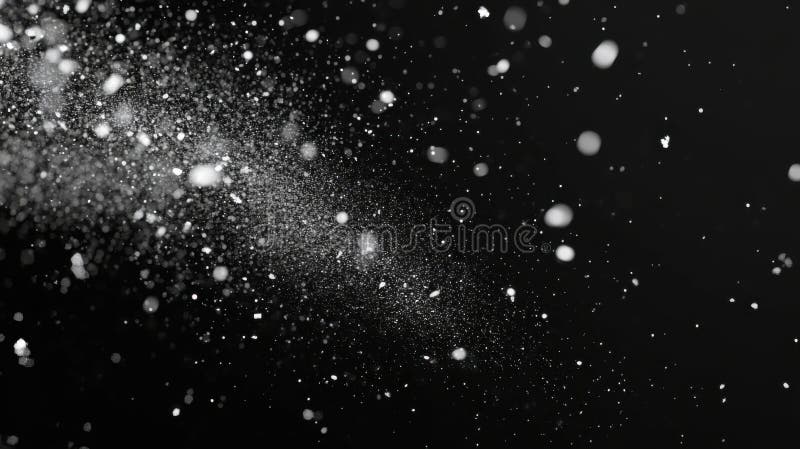 Falling White Particles on a Black Background Stock Illustration ...