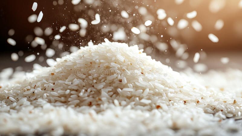 Falling White Rice Grains Close-up Generative AI Stock Illustration ...