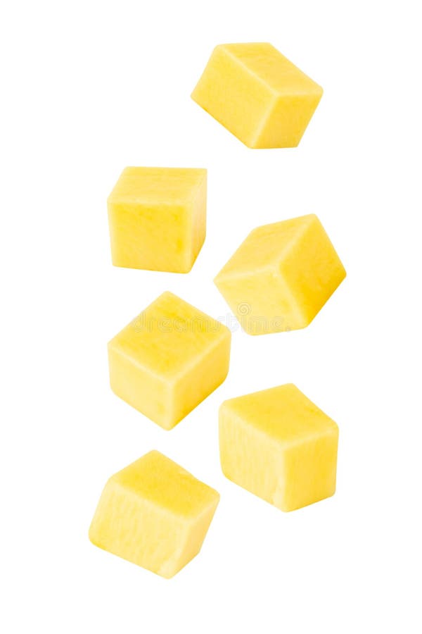 Falling Yellow Mango Slices Isolated on White Background with Clipping ...