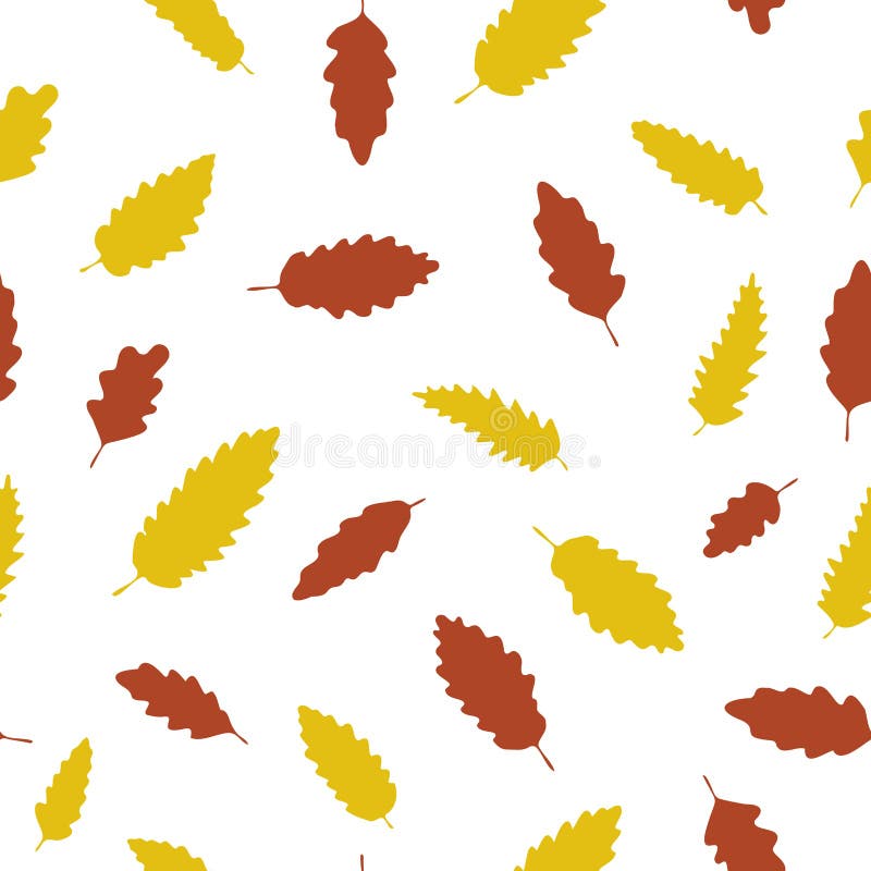 Autumn Leaves Seamless Pattern, Red and Yellow Oak Leaves Stock Vector ...
