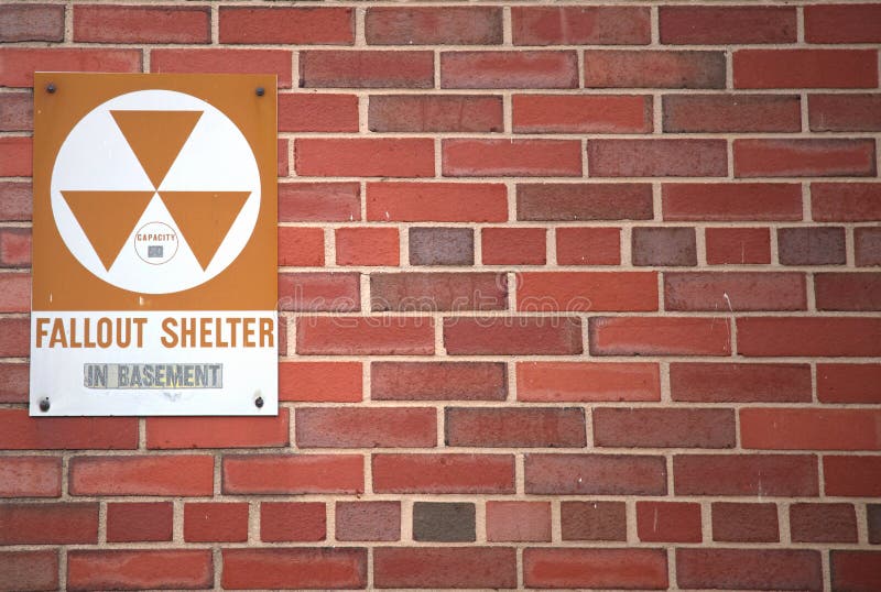 Hands at Fallout Shelter Sign in Nuclear Disaster Stock Image - Image ...