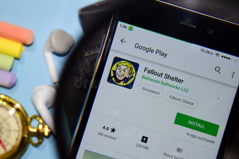 Fallout Shelter Dev App with Magnifying on Smartphone Screen Editorial ...