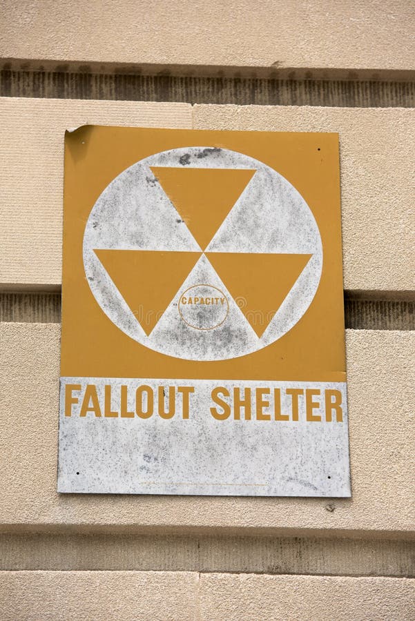 Fallout Shelter Sign on a Building Stock Image - Image of sanctuary ...