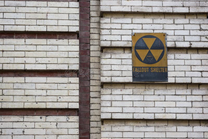 Vintage Fallout Nuclear Bomb Shelter Sign Stock Photo - Image of ...