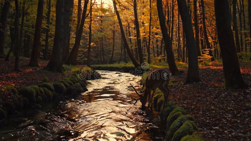 Deer Drinking from a Forest Stream Stock Footage - Video of cautious ...