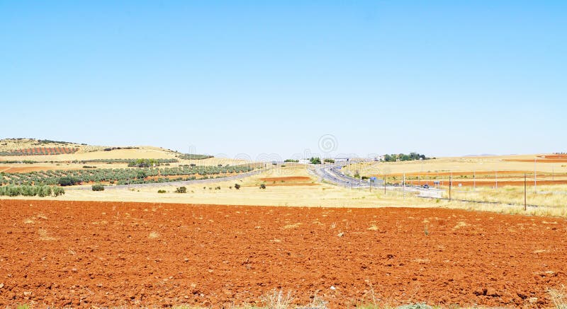 Fallow Land with Aggregate Handling in the Background, Lleida Stock ...