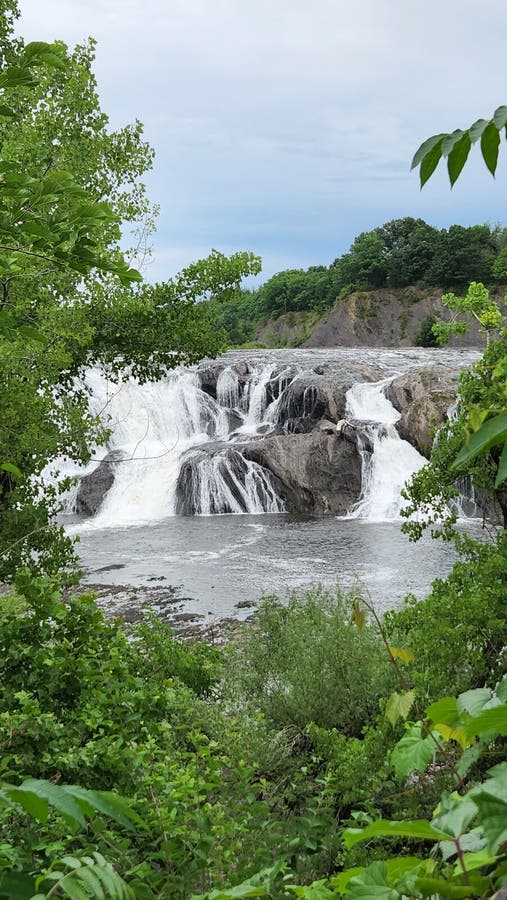 Falls with Green Bushy Frame Stock Image - Image of tree, nature: 254862549