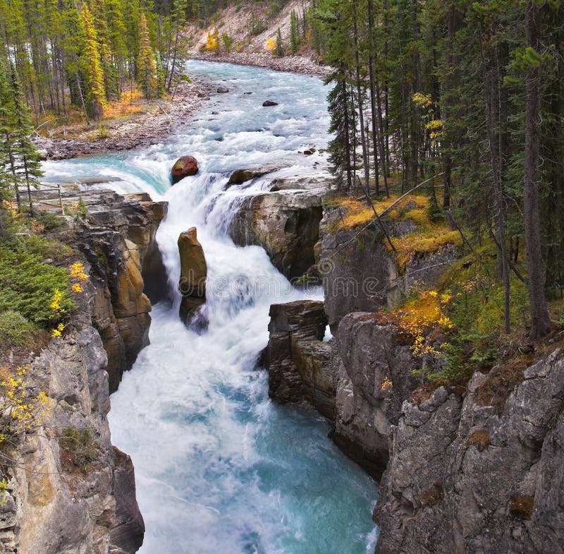 A Falls in a Narrow and Deep Canyon Stock Image - Image of outdoors ...