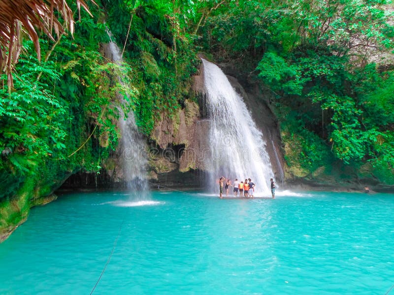 Falls in the Philippines Deep in the Forest Stock Image - Image of ...