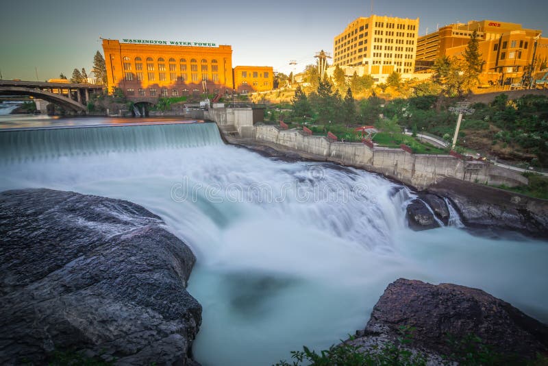 Falls and the Washington Water Power Building Along the Spokane ...