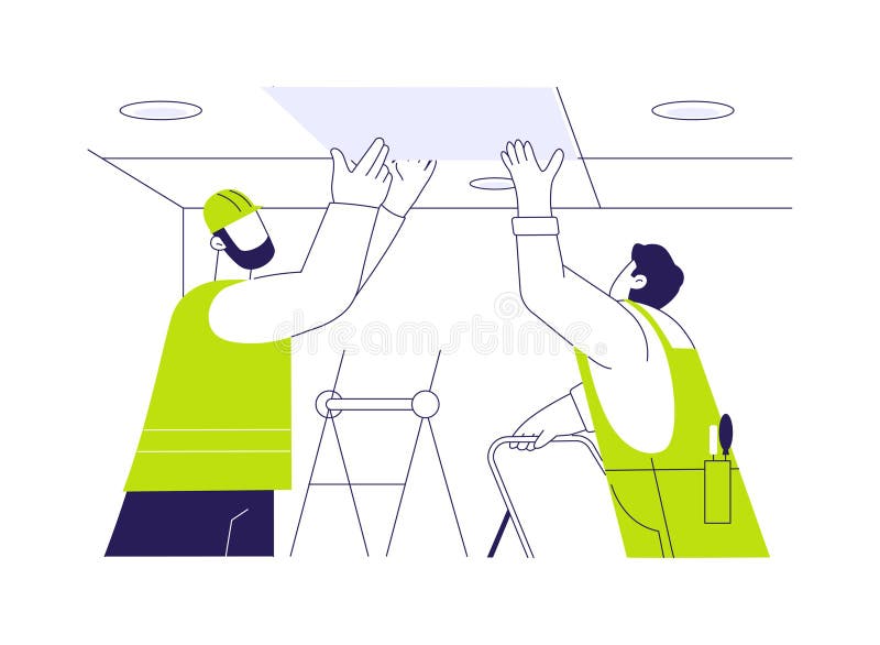 False Ceiling Installation Abstract Concept Vector Illustration. Stock ...